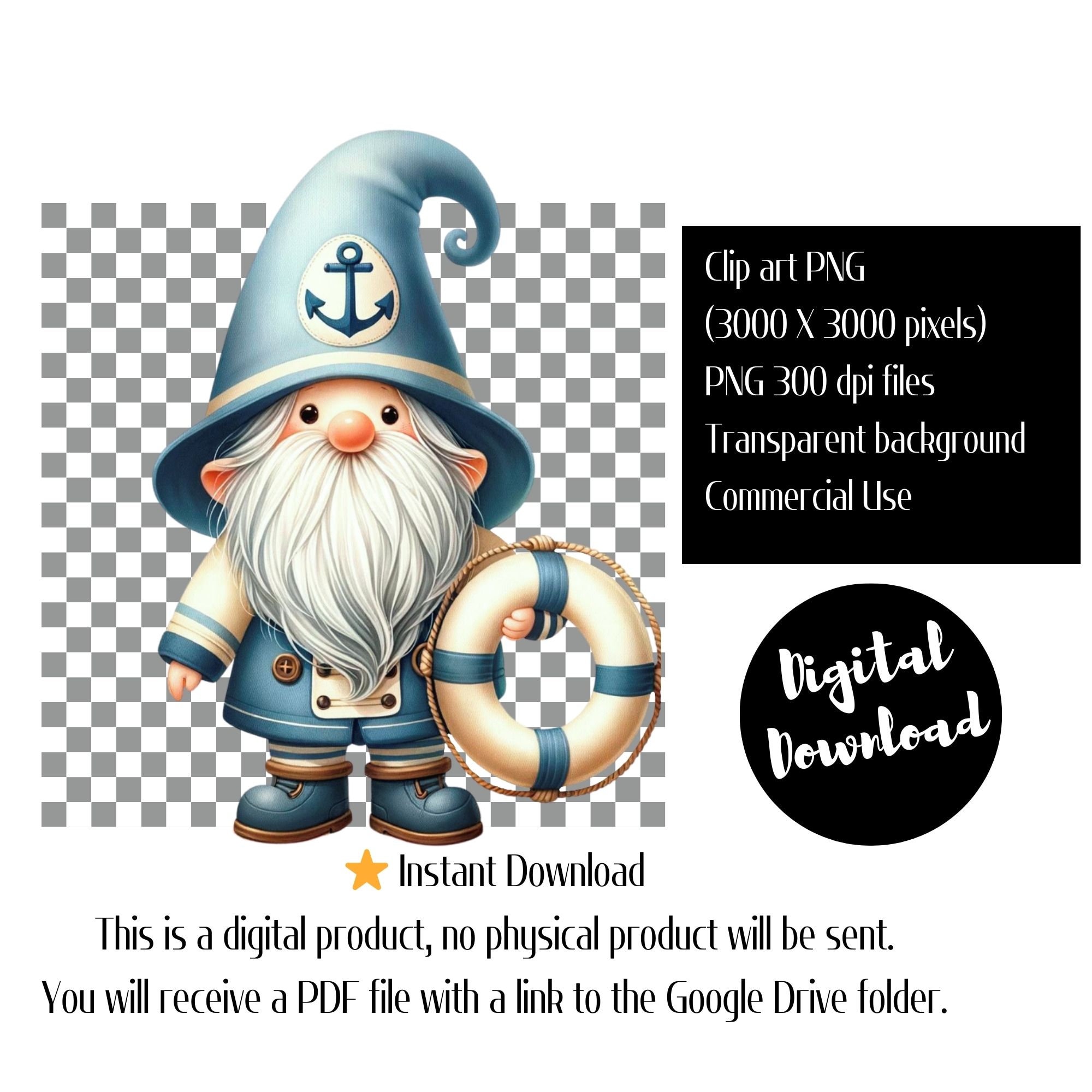 Nautical Gnome Clipart Sailor and Beach Gnome PNG, Seashore Gnomes ...
