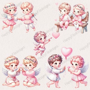 20PNG Watercolor Valentine's Day Cupid Clipart, Valentines Day Cute ...