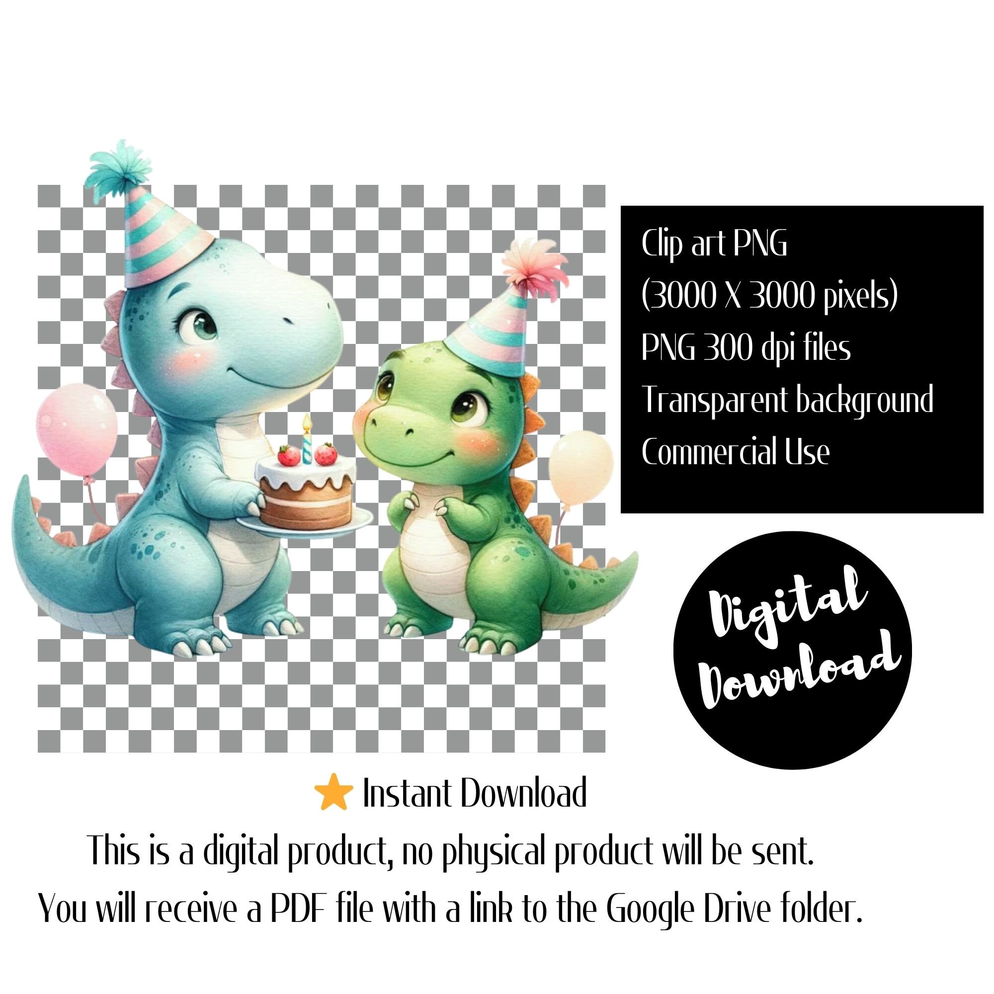 Cute Watercolor Dinosaur Birthday Clipart, Dinosaur Birthday Party ...