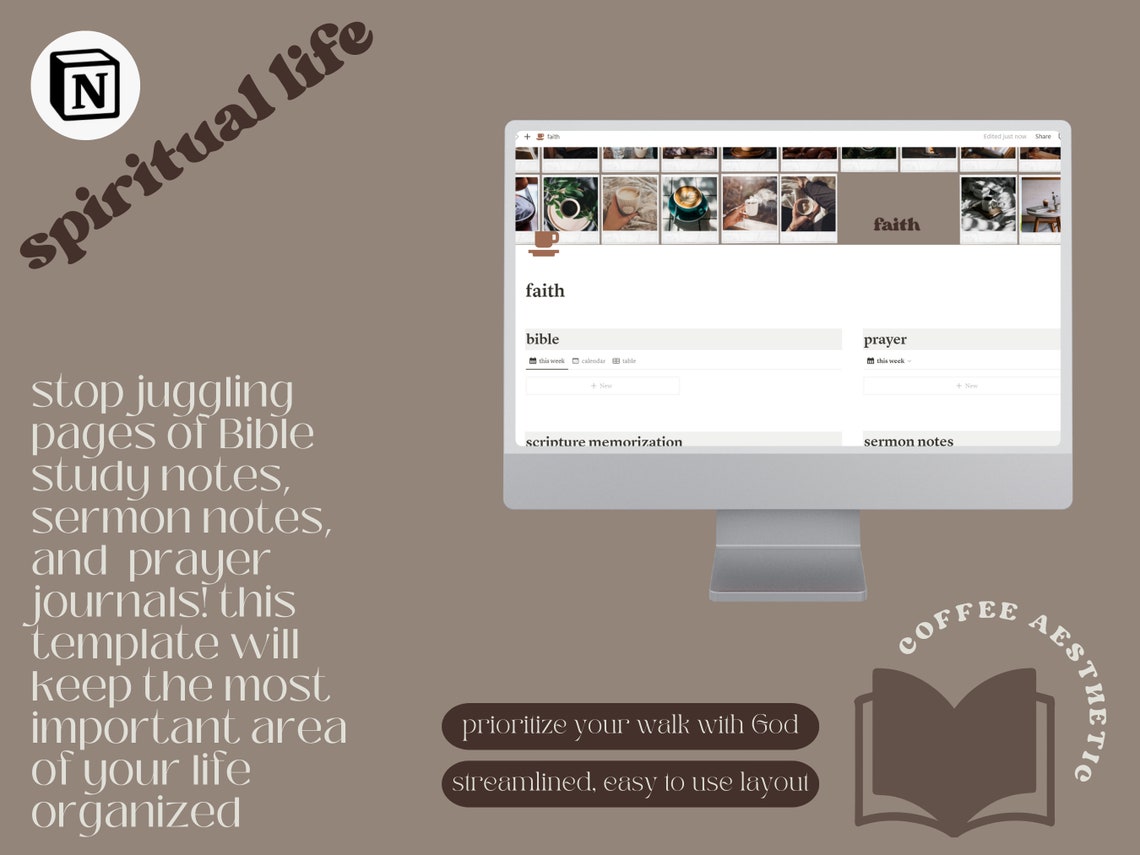 Notion Template Christian Planner, Bible Study Prayer Memory Verse Sermon Note Digital Journal ...