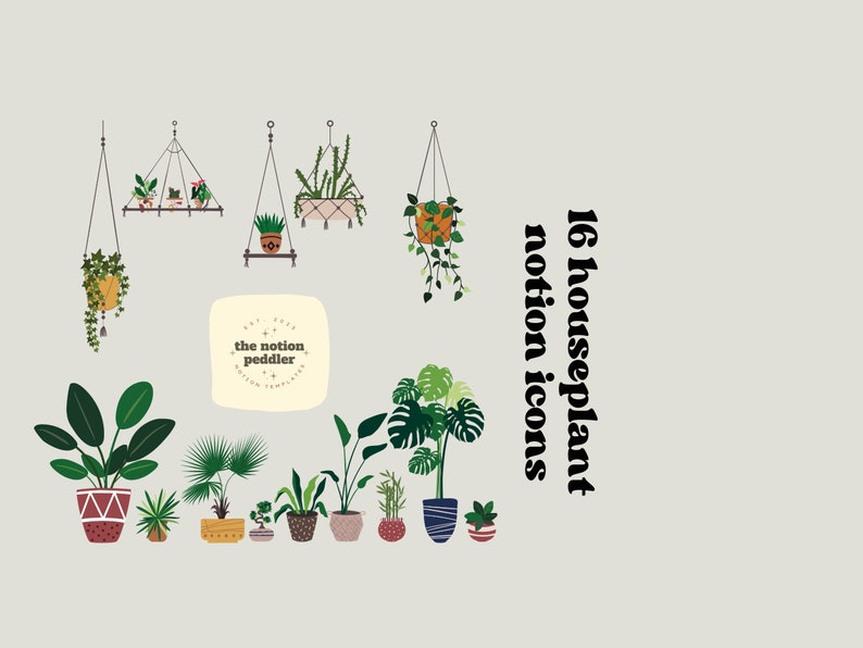 Notion Icons Houseplant Jungle Aesthetic Notion Templates PNG Files ...