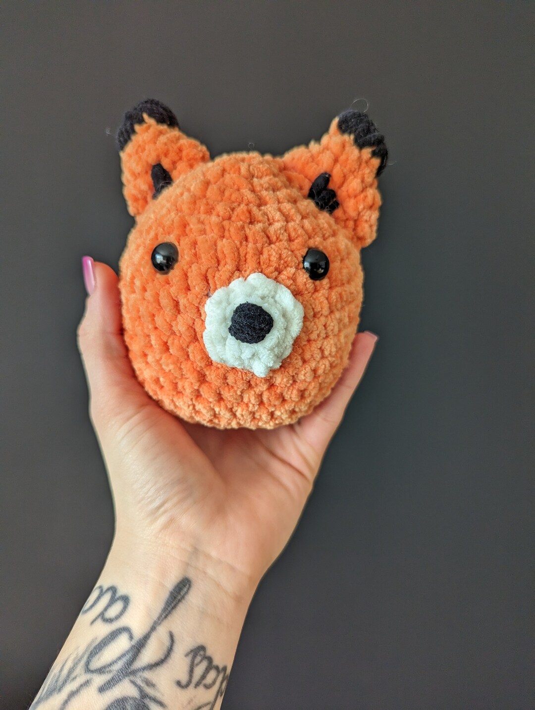 Amigurumi Chenille Stuffed Animal Fox / Crochet Squishmallow Soft Toy ...