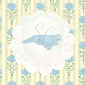 Preppy Blue Floral Striped Digital Art Print | Carolina Hydrangea ...
