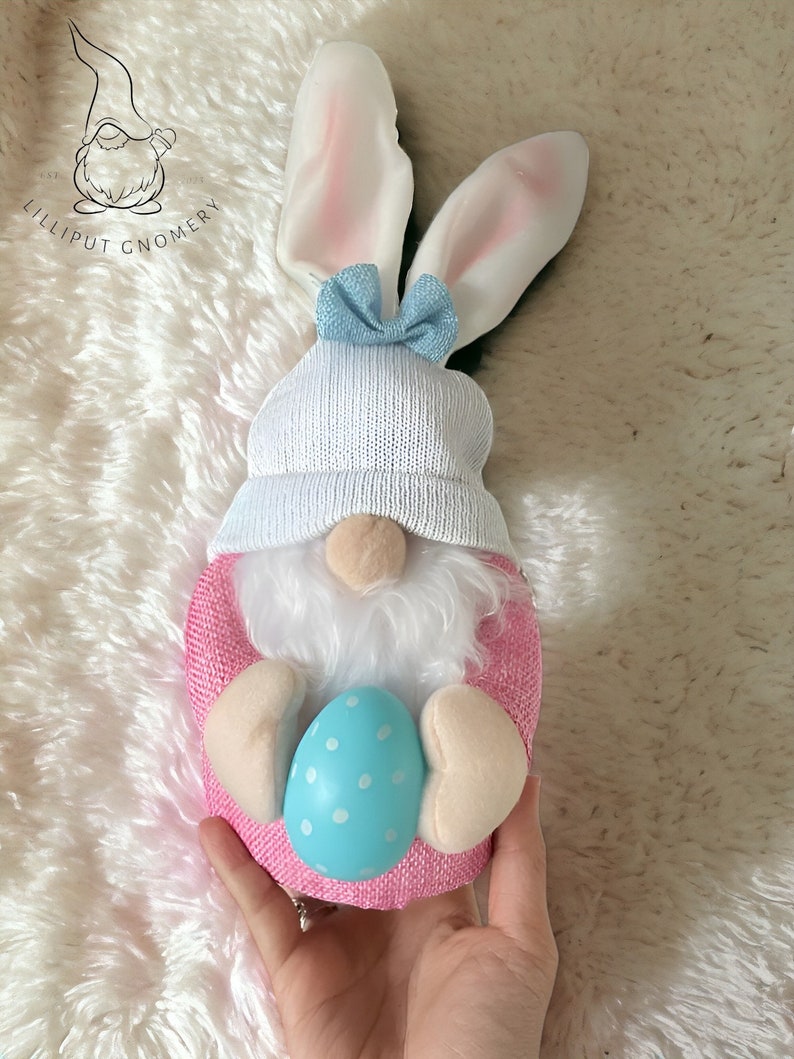 Easter Gnome, Gnome Holding Easter Egg, Pink and Blue Easter Gnome's ...