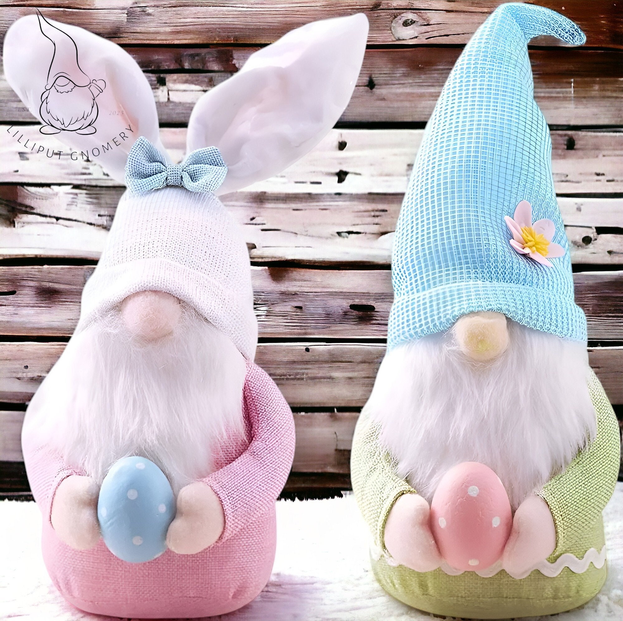 Easter Gnome, Gnome Holding Easter Egg, Pink and Blue Easter Gnome's ...