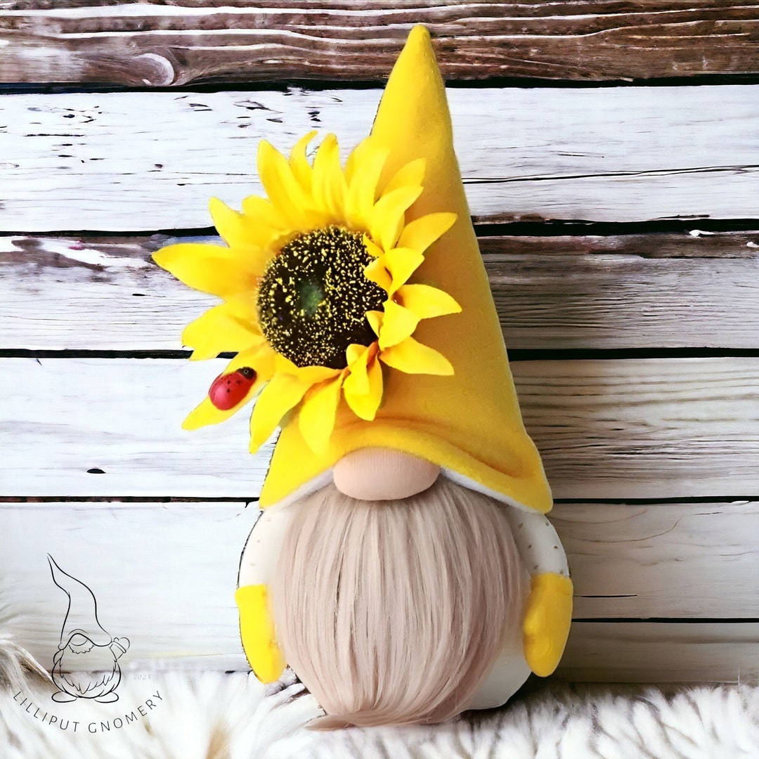 Yellow Sunflower Gnome, Sunflower Gnome, Spring Gnome, Seasonal Decor ...