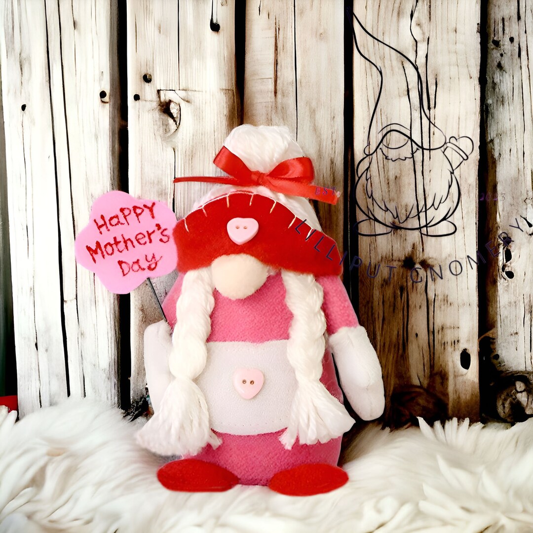 Mothers Day Gnome, Mothers-day Plush Doll, Pink and Red Gnome, Faceless ...
