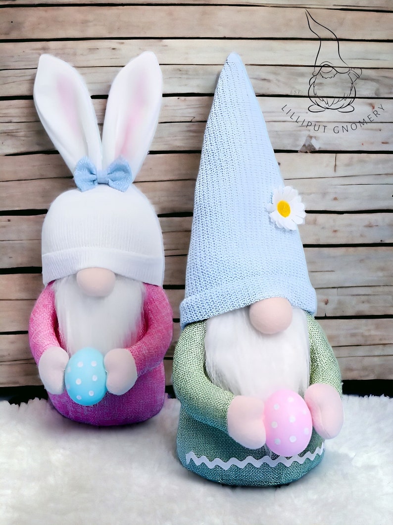 Easter Gnome, Gnome Holding Easter Egg, Pink and Blue Easter Gnome's ...