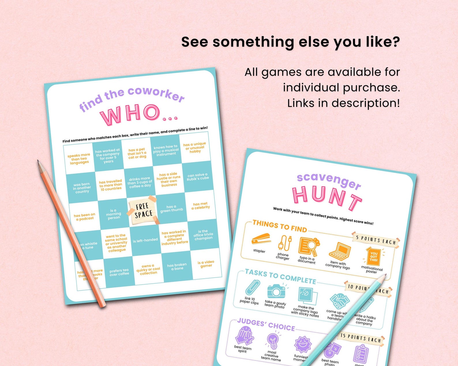 Office Scavenger Hunt Printable Game Team Building Icebreaker Fun Work ...