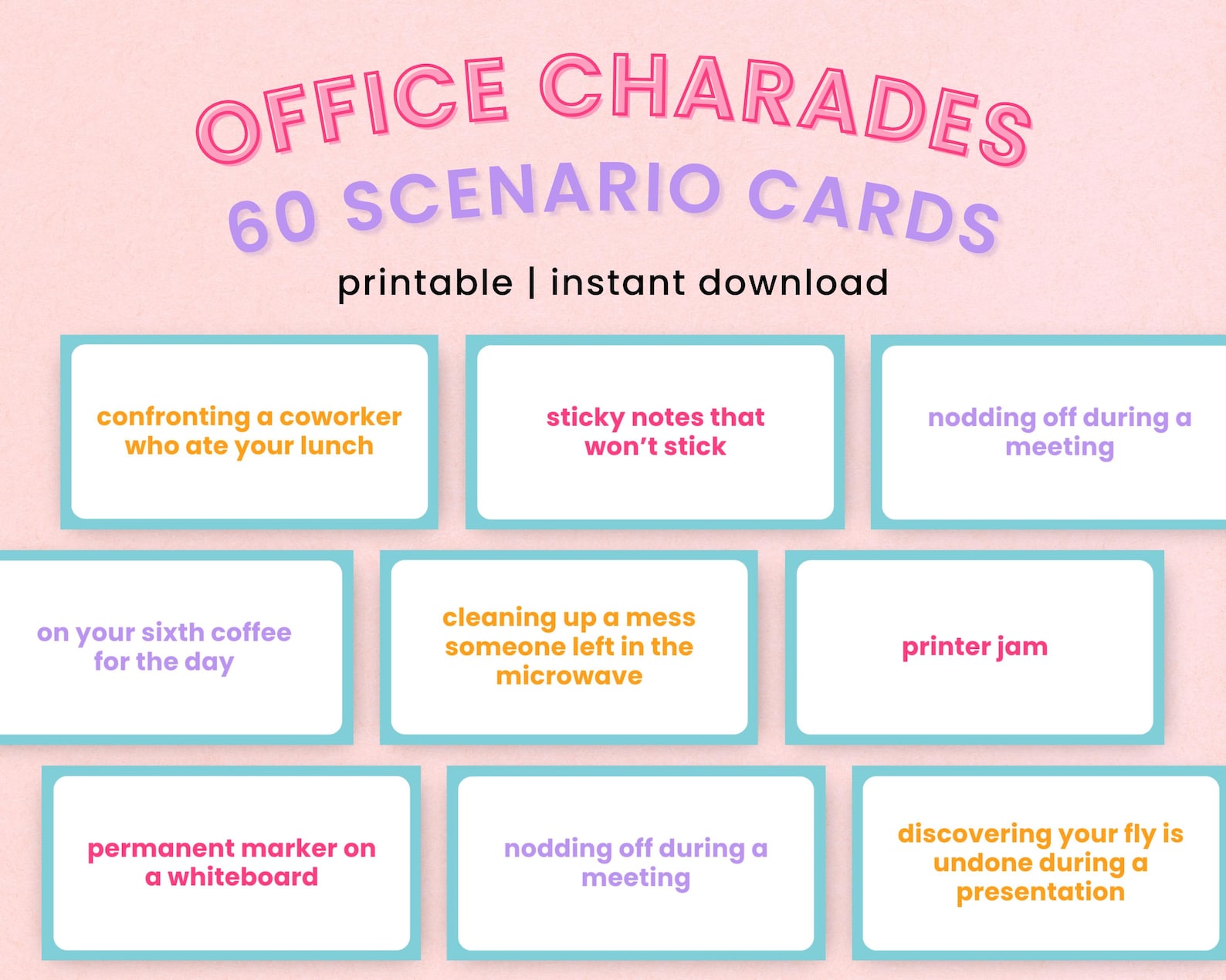Office Charades Printable Game Team Building Icebreaker Work Party Game ...