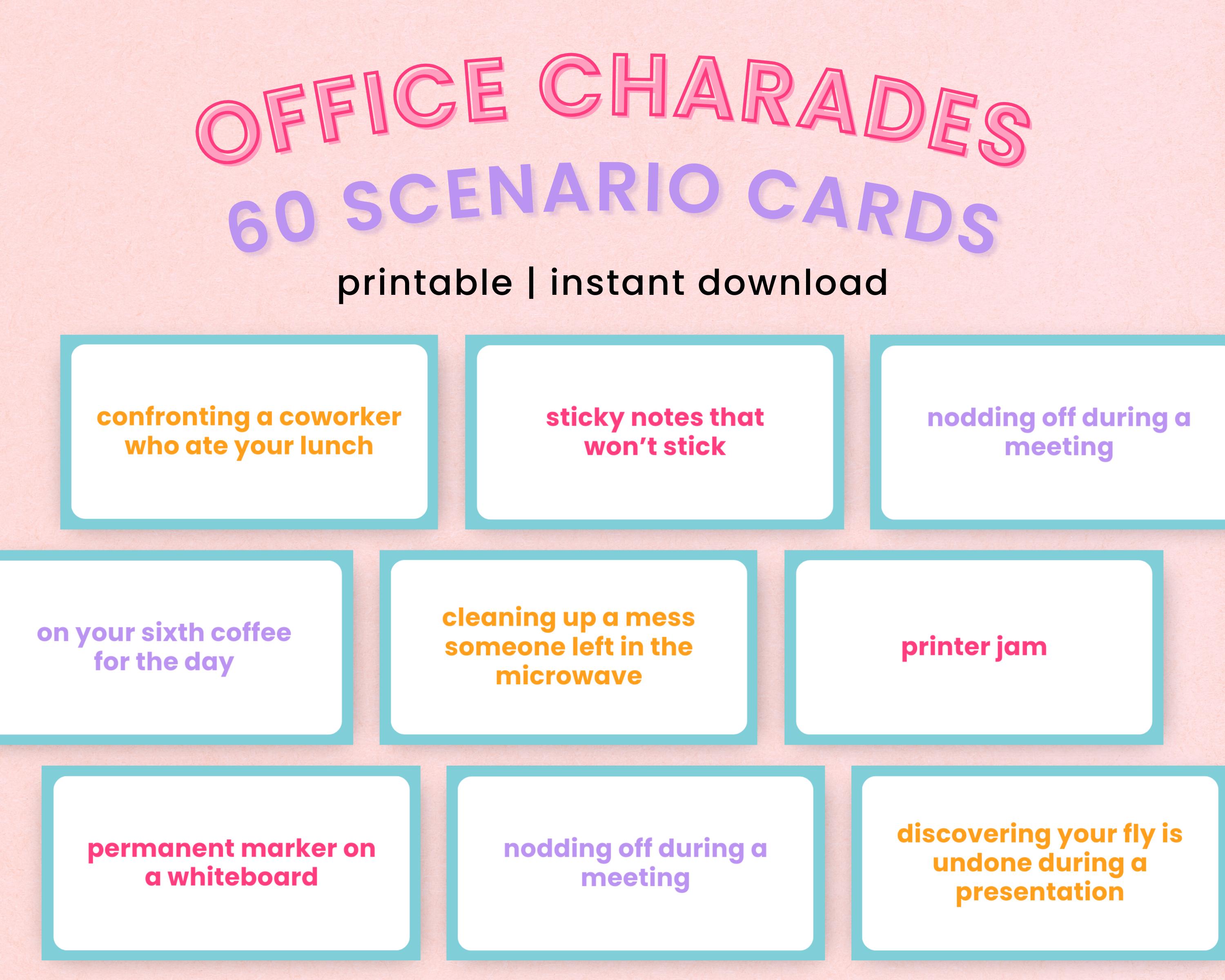 Office Charades Printable Game Team Building Icebreaker Work Party Game ...