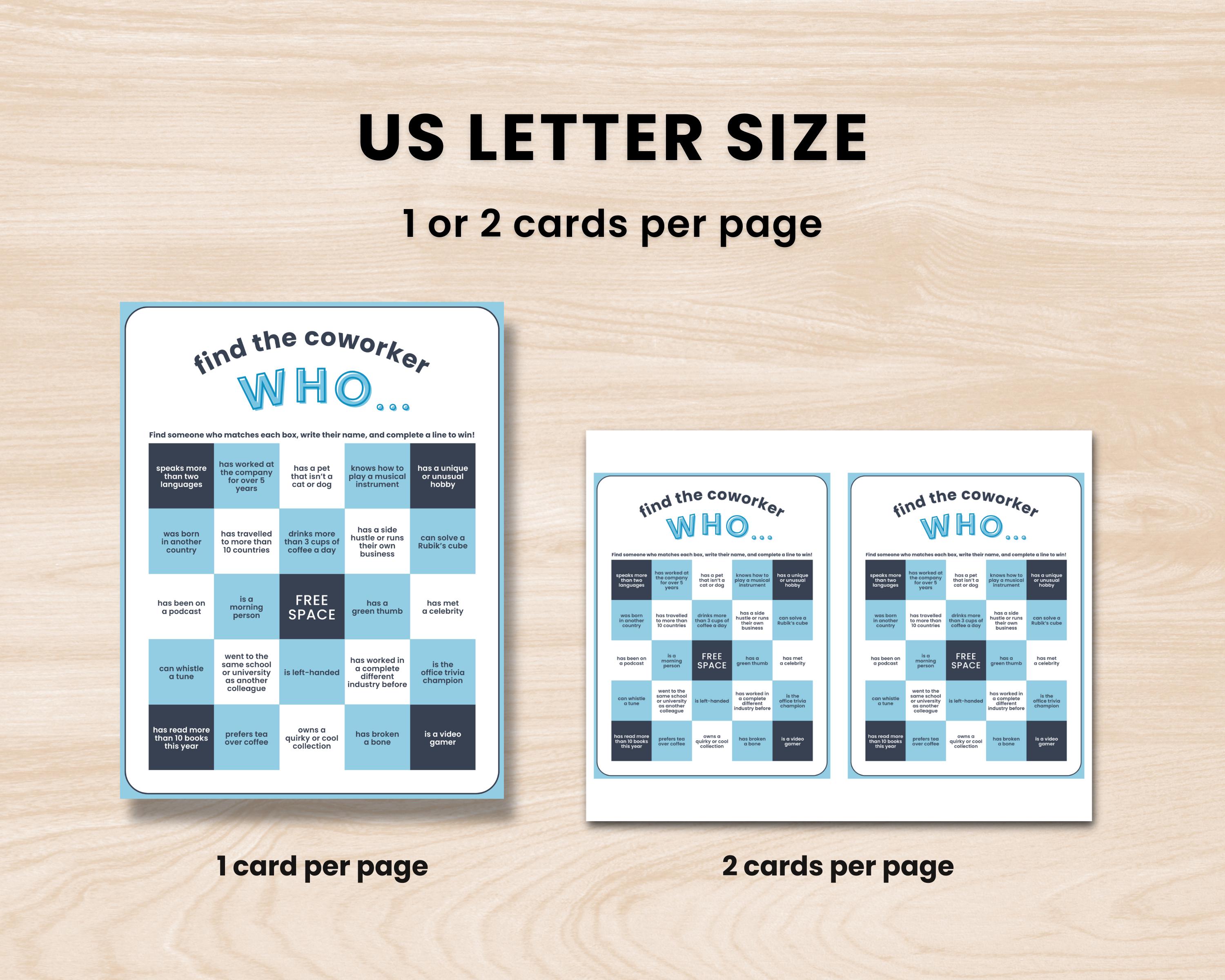 Find Someone Who Printable Coworker Bingo Office Icebreaker Game Human ...