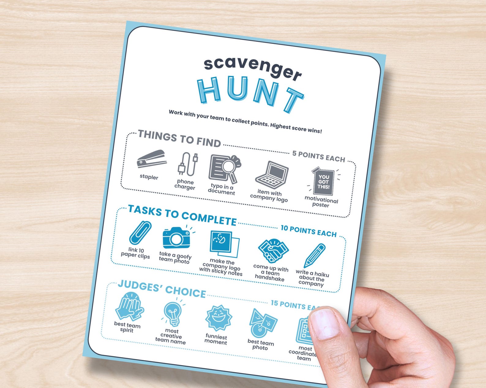 Office Scavenger Hunt Printable Game Team Building Icebreaker Work ...