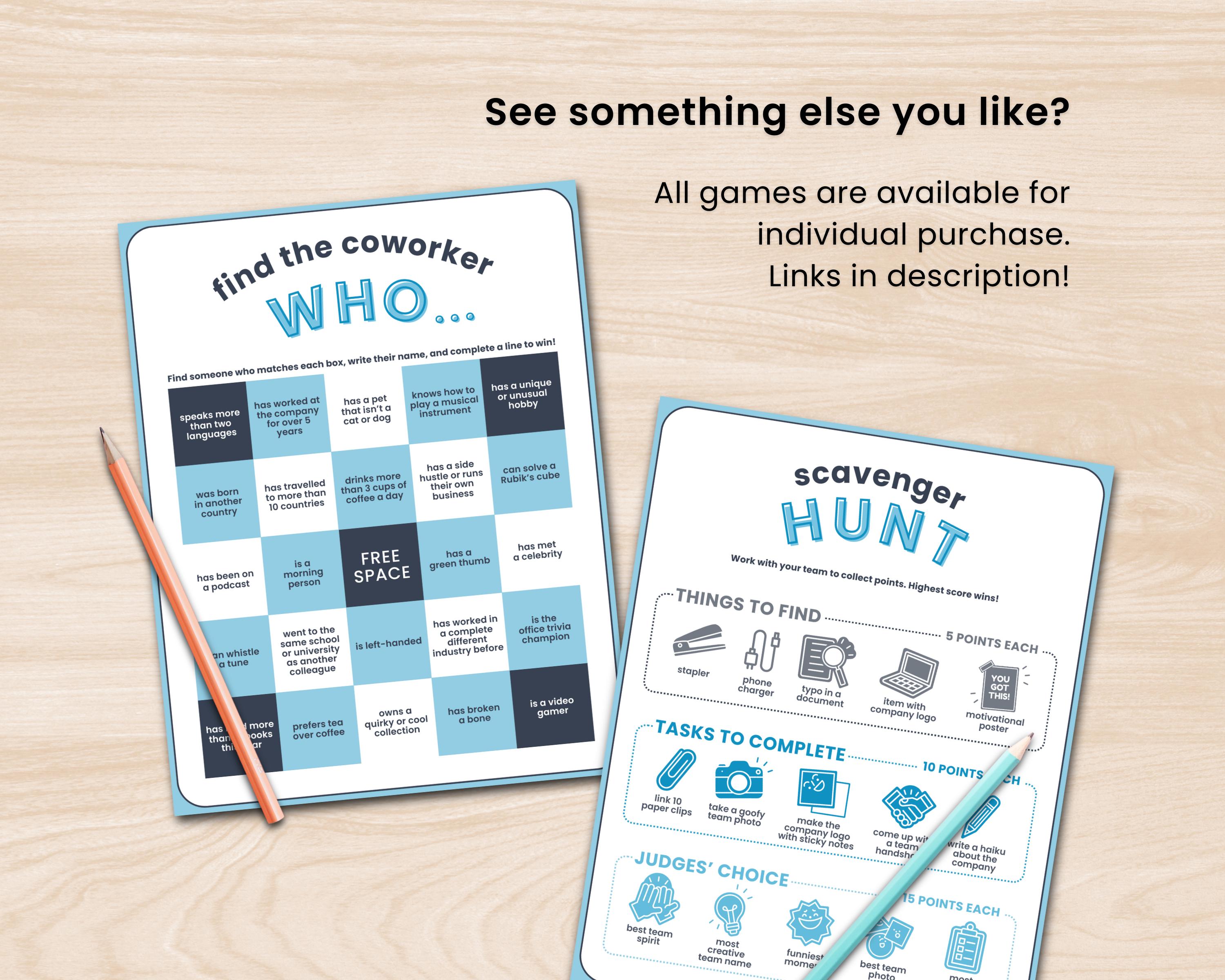 Office Scavenger Hunt Printable Game Team Building Icebreaker Work ...