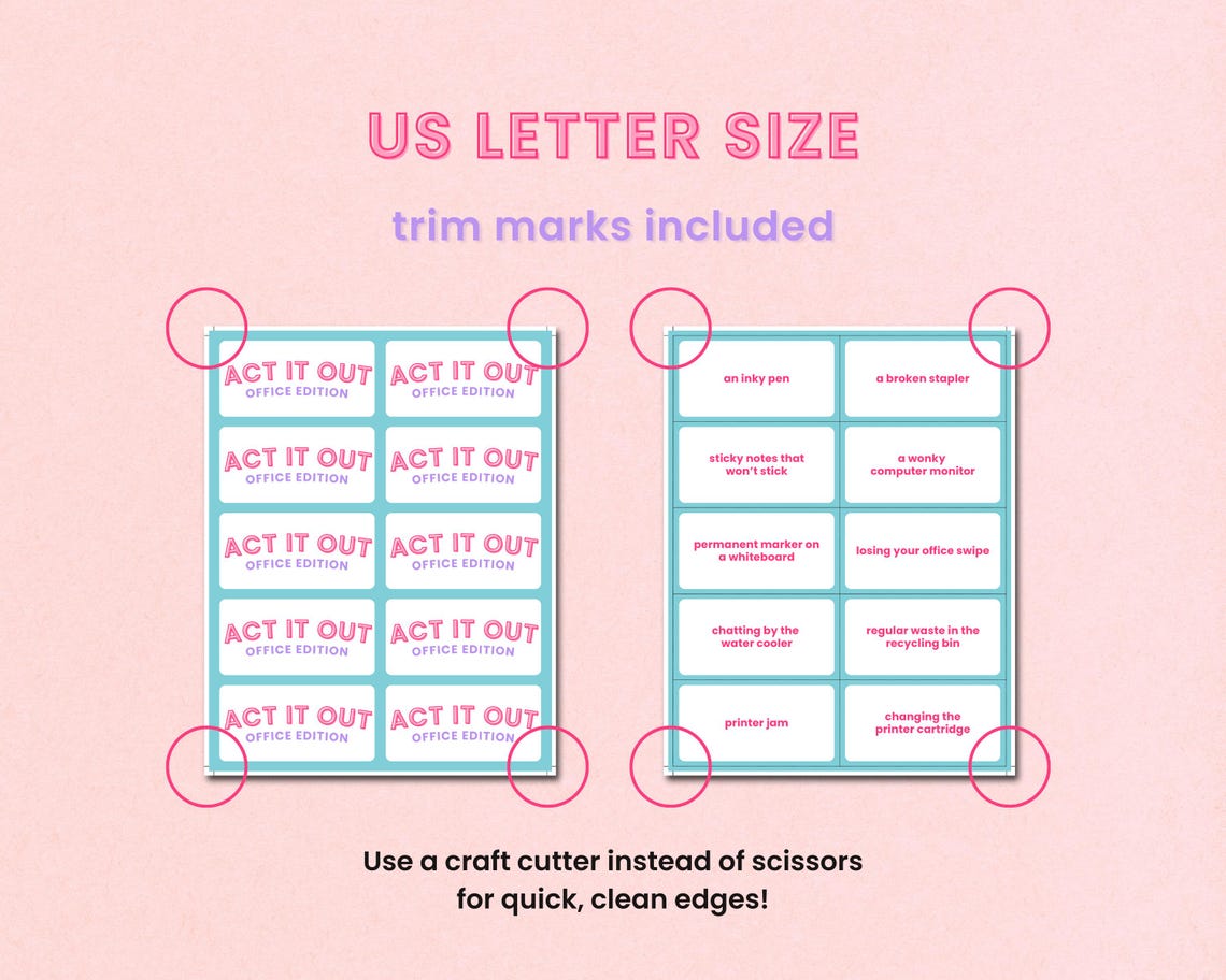 60 Cards Office Charades Work Pictionary, Team Building Games for Work ...