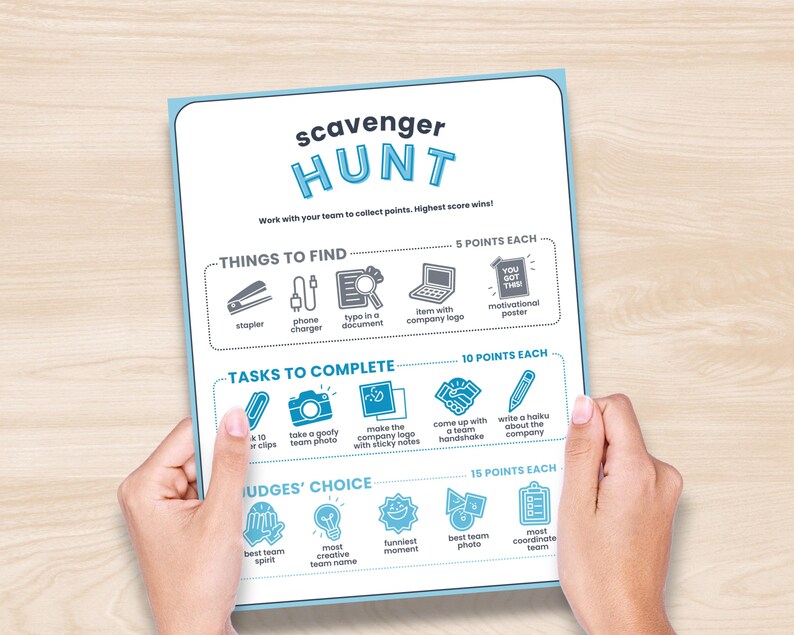 Office Scavenger Hunt Printable Game Team Building Icebreaker Work ...