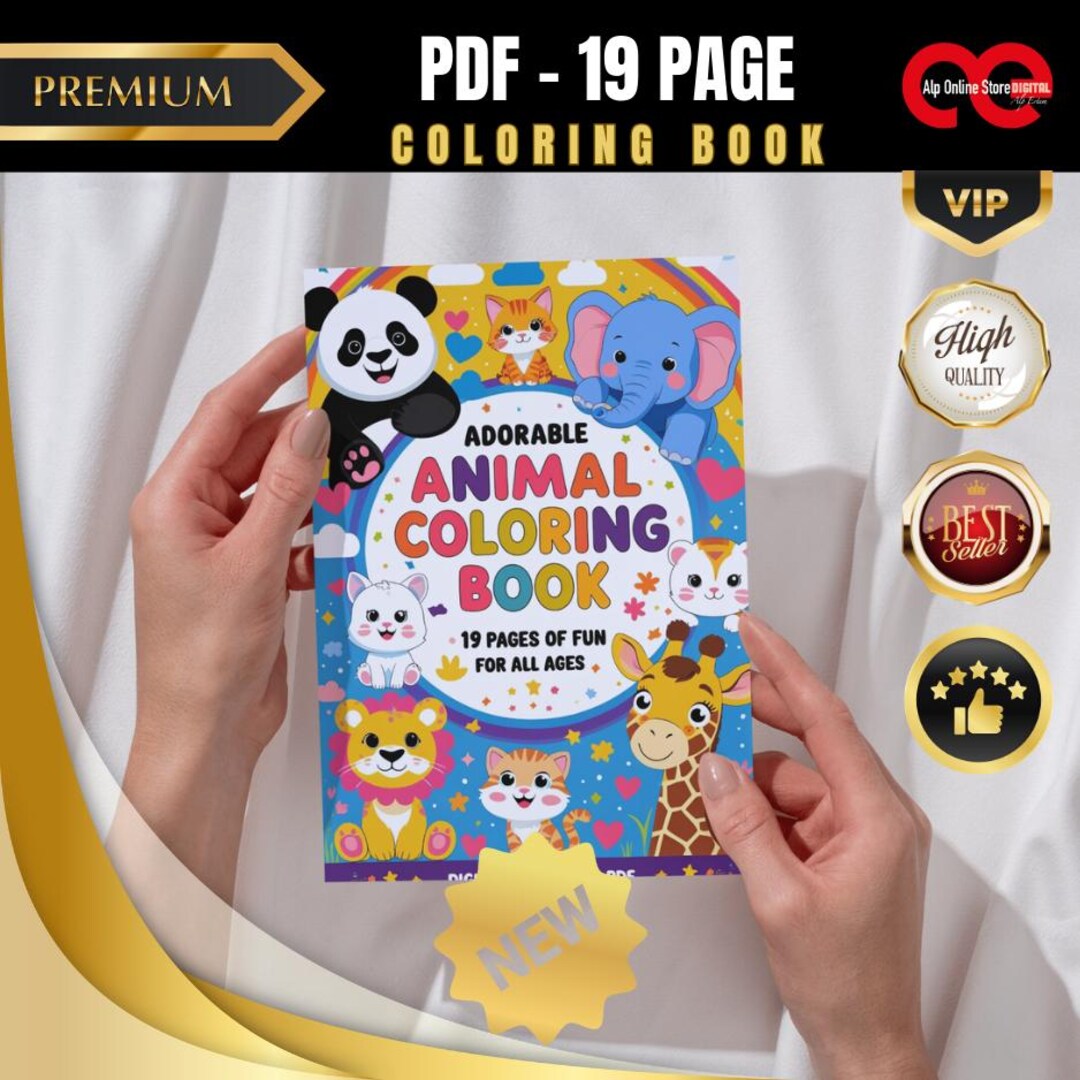 Animal Coloring Book PDF Digital Download – 19 Fun Pages for Kids ...