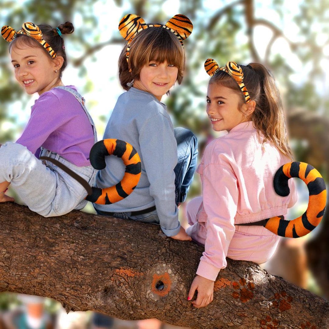 Tiger Tail and Headband Set for Kids Jungle Animal Party Dress Up ...
