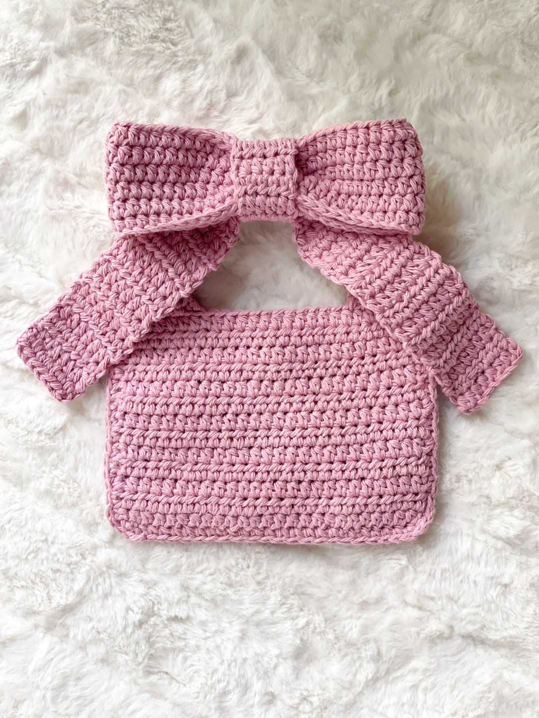 Mini Rose Pink Bow Purse Crocheted Bow Clutch Toddler Purse Coquette - Etsy