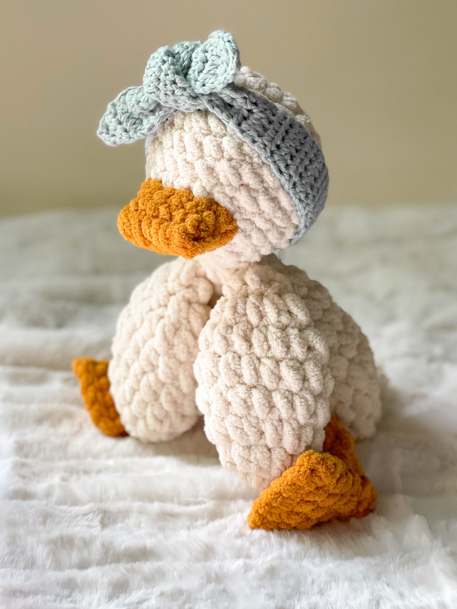 MADE TO ORDER Minimalist Duck Crocheted Lovey Feat. Gray-blue Headband ...