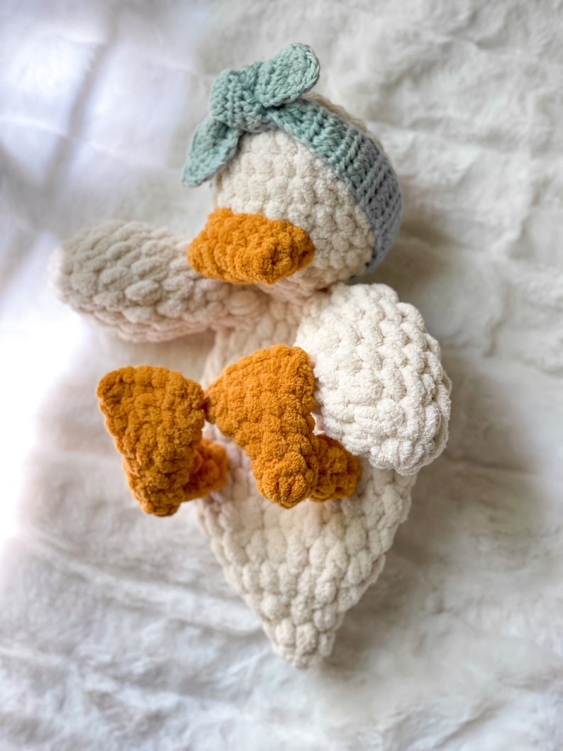 MADE TO ORDER Minimalist Duck Crocheted Lovey Feat. Gray-blue Headband ...