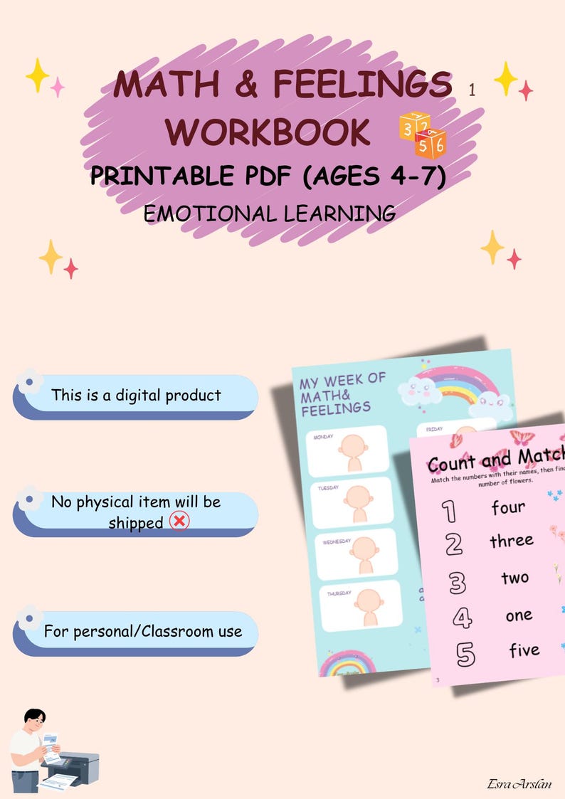 Math & Feelings Workbook | SEL Activities, Ages 4-7 (printable PDF) - Etsy