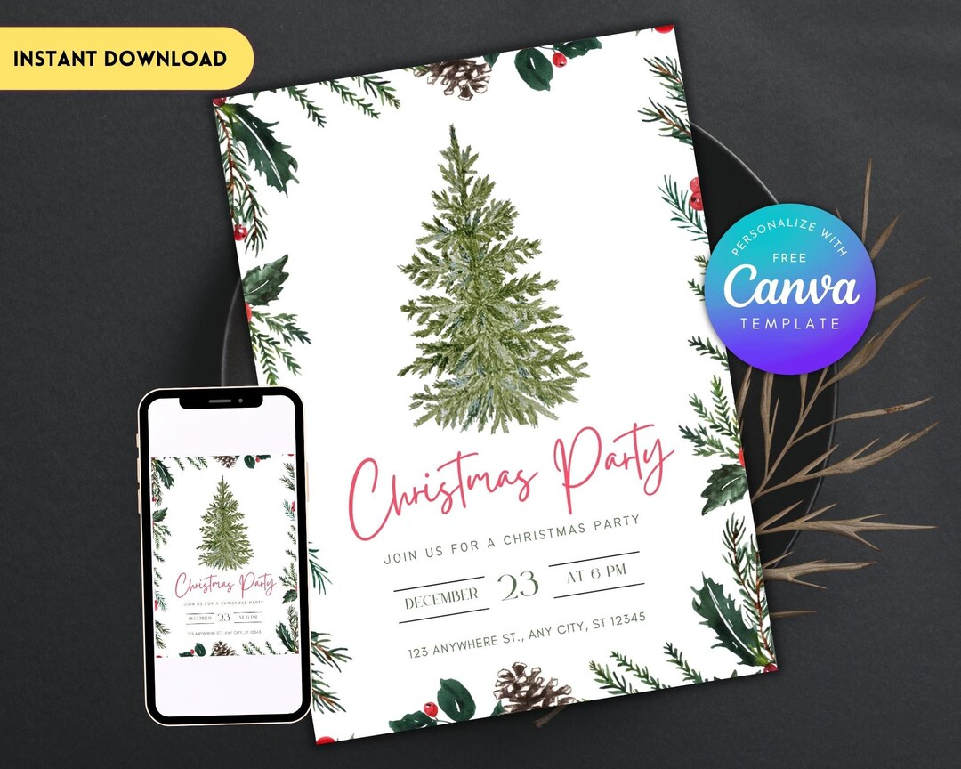 Editable Christmas Party Invitation Christmas Party Invitation - Etsy