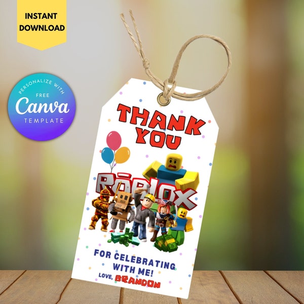 Roblox Birthday Thank You Tags - Etsy