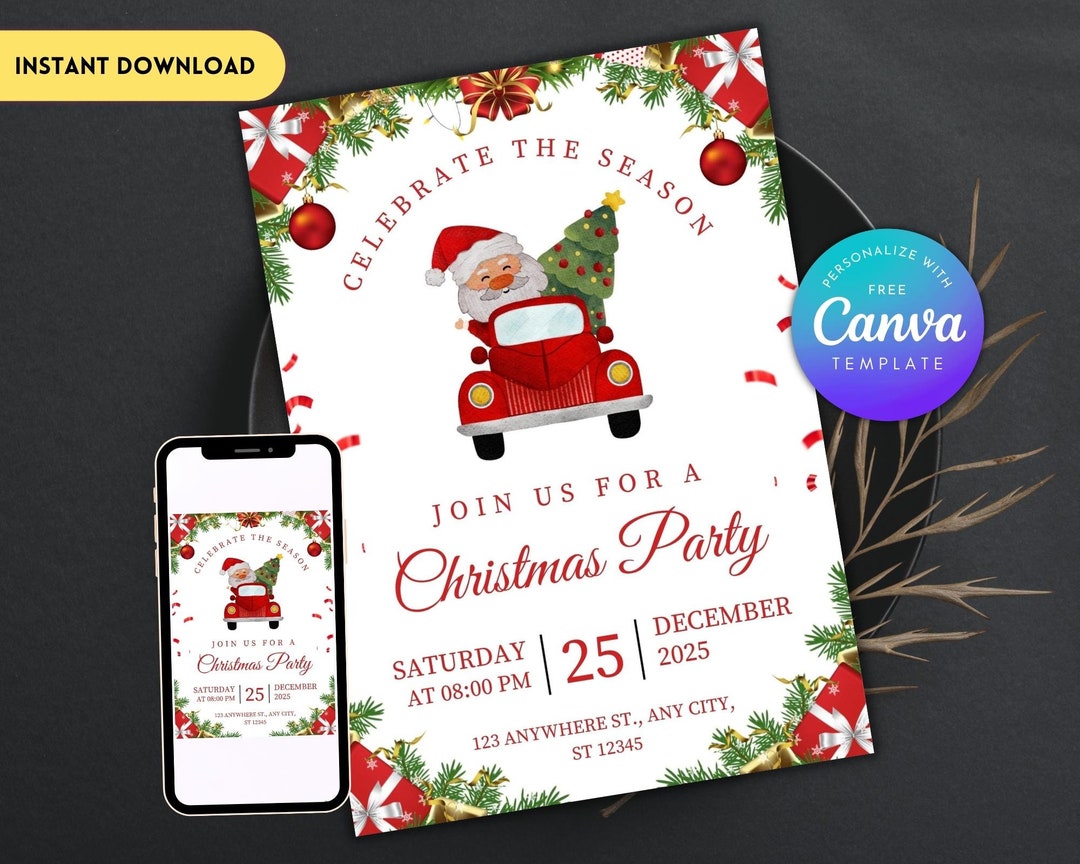 Editable Christmas Party Invitation Christmas Party Invitation - Etsy