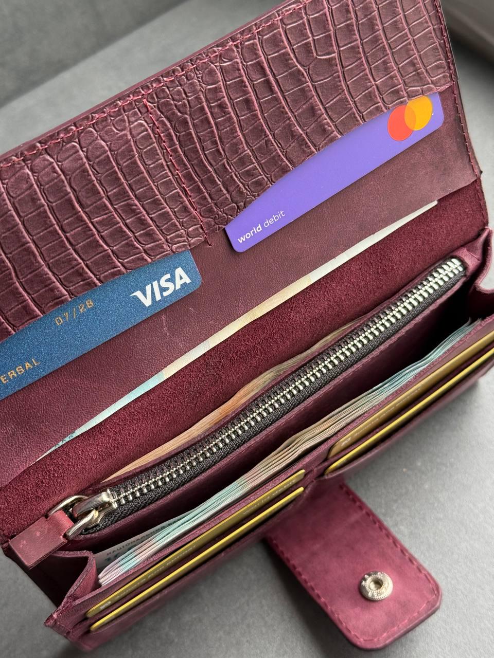 Handcrafted Burgundy Leather Wallet: Elegant Women's Accessory - Etsy