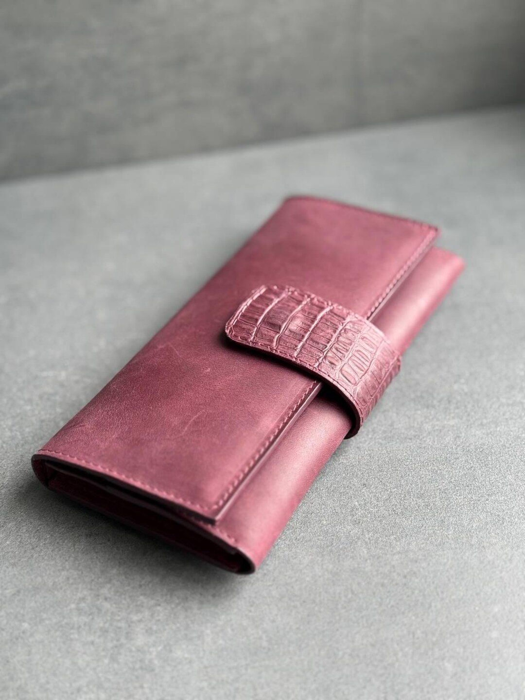 Handcrafted Burgundy Leather Wallet: Elegant Women's Accessory - Etsy