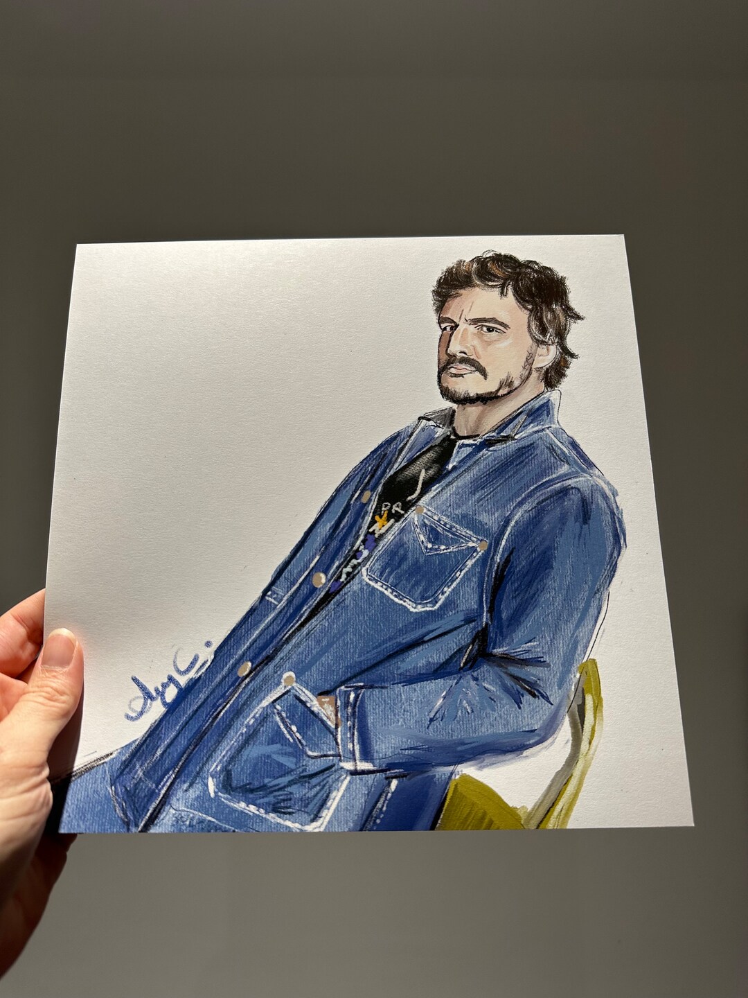 10x10 Inch Art Print of Pedro Pascal in Denim - Etsy