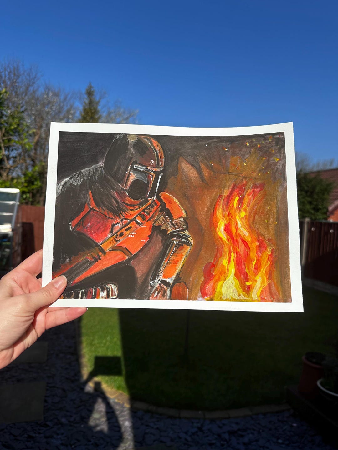 Pedro Pascal Mando by the Fire - Etsy