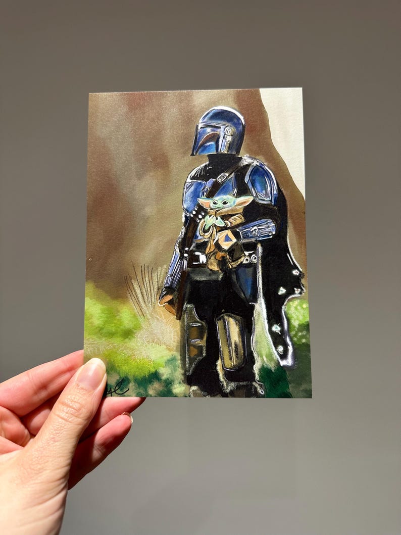 7x5 Inch Art Print of Mando and Grogu Illustration - Etsy
