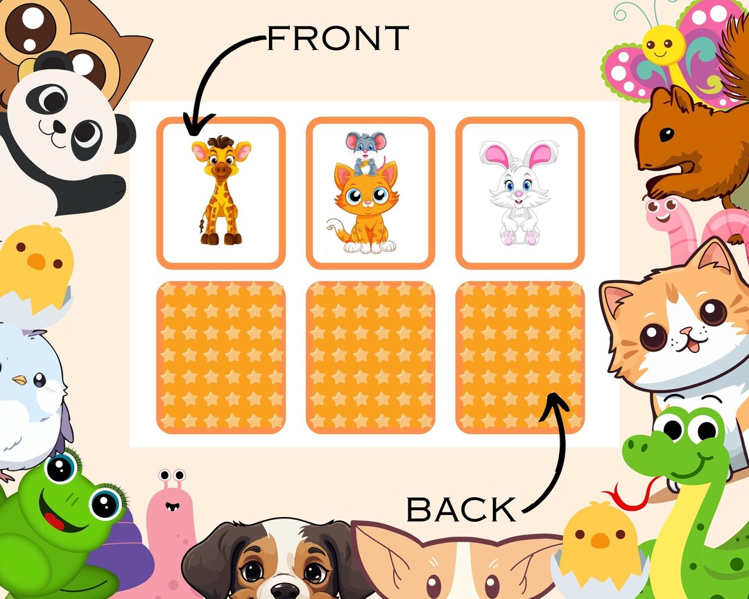 Printable Animals Memory Card Game for Kids - Etsy