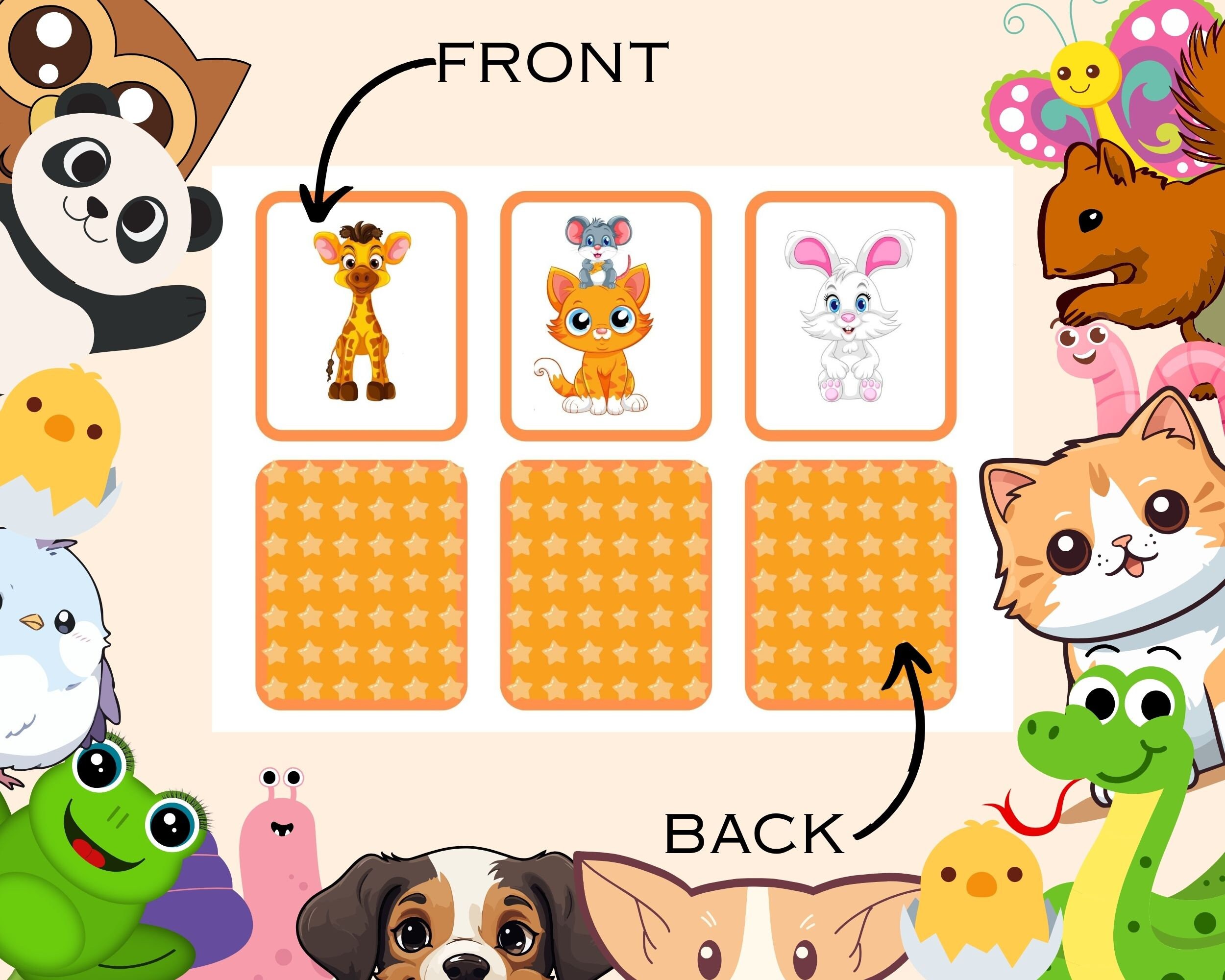 Printable Animals Memory Card Game for Kids - Etsy