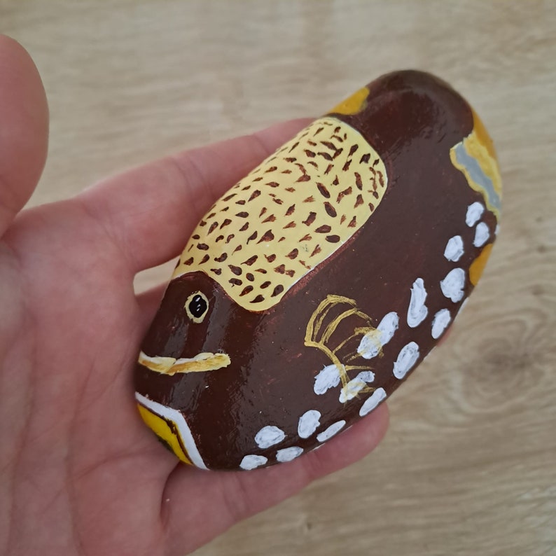 Handmade Fish Stone Painting, Home Decor, Balcony Decor, Free Shipping ...