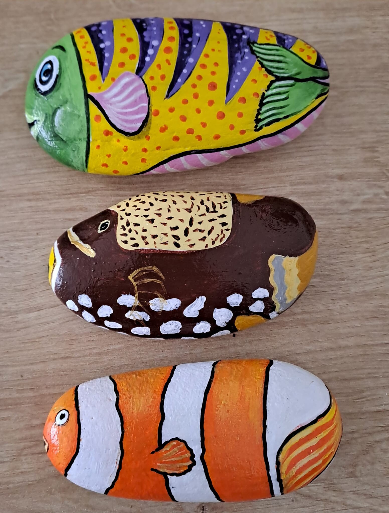 Handmade Fish Stone Painting, Home Decor, Balcony Decor, Free Shipping ...