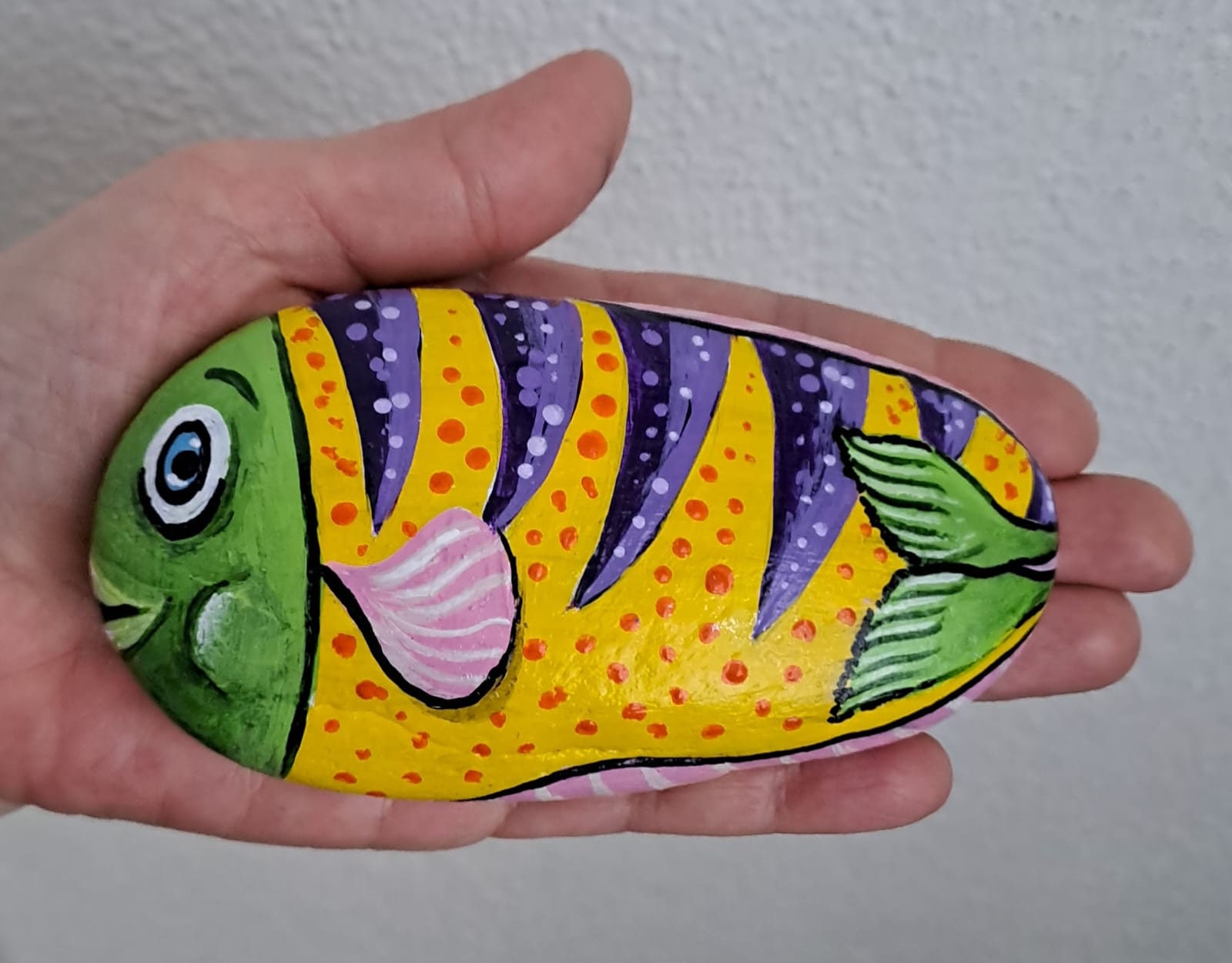 Handmade Fish Stone Painting, Home Decor, Balcony Decor, Free Shipping ...