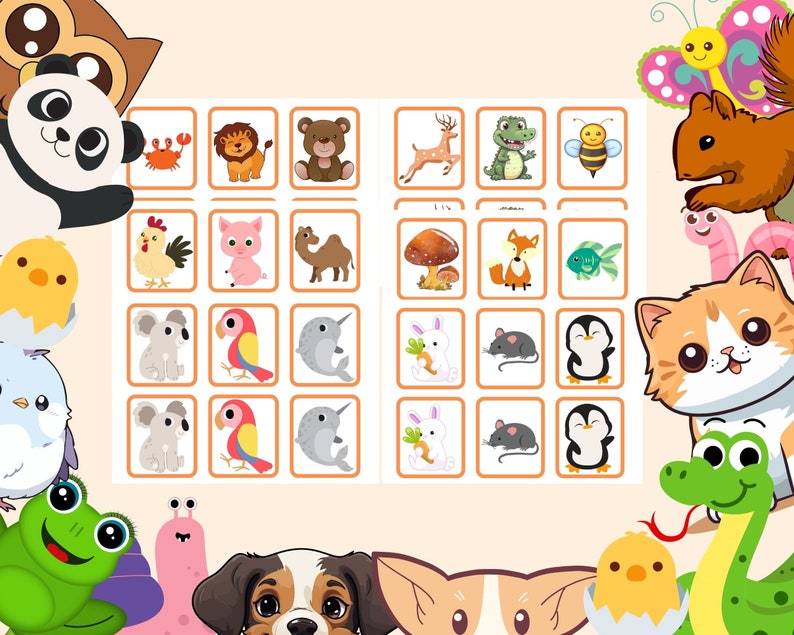 Printable Animals Memory Card Game for Kids - Etsy
