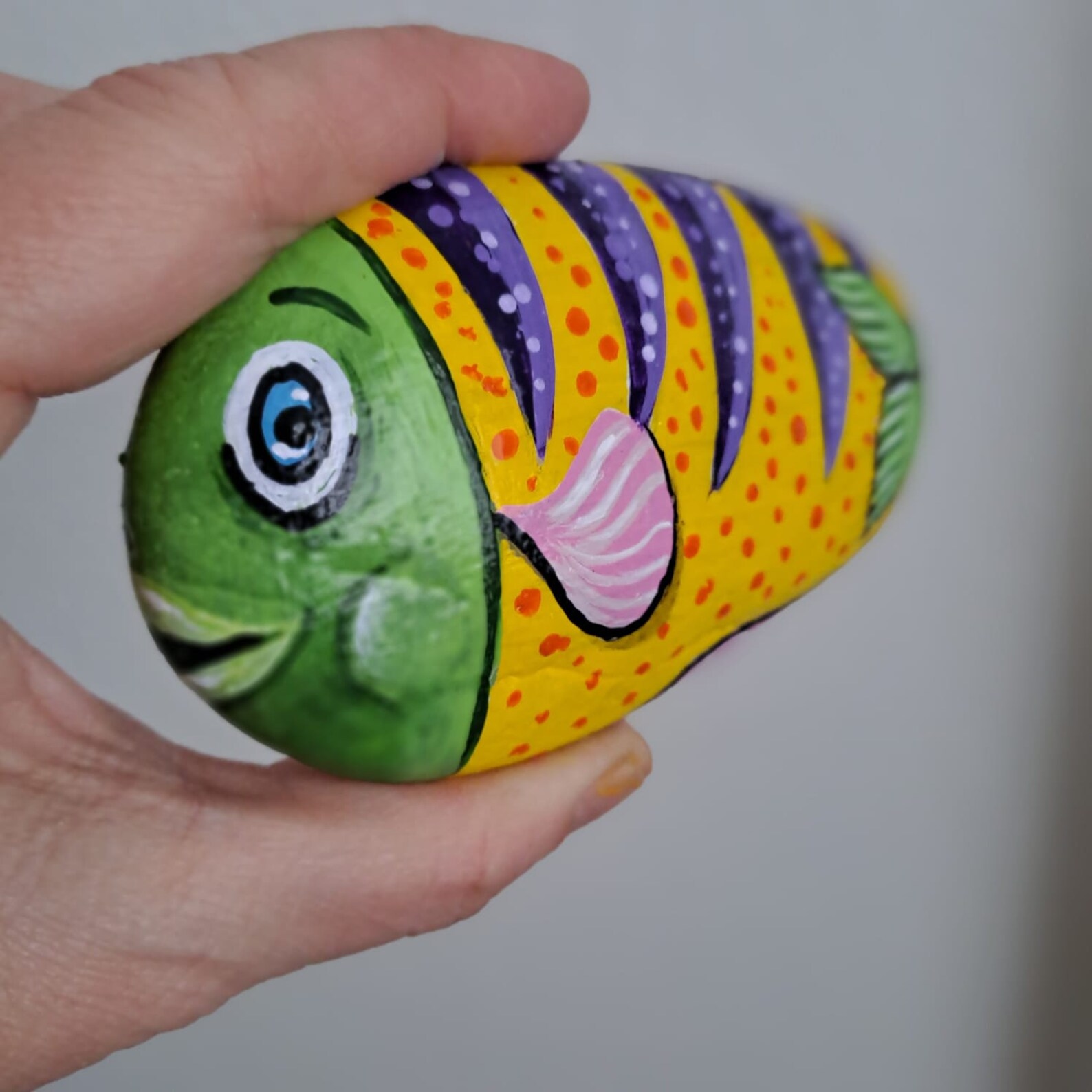 Handmade Fish Stone Painting, Home Decor, Balcony Decor, Free Shipping ...