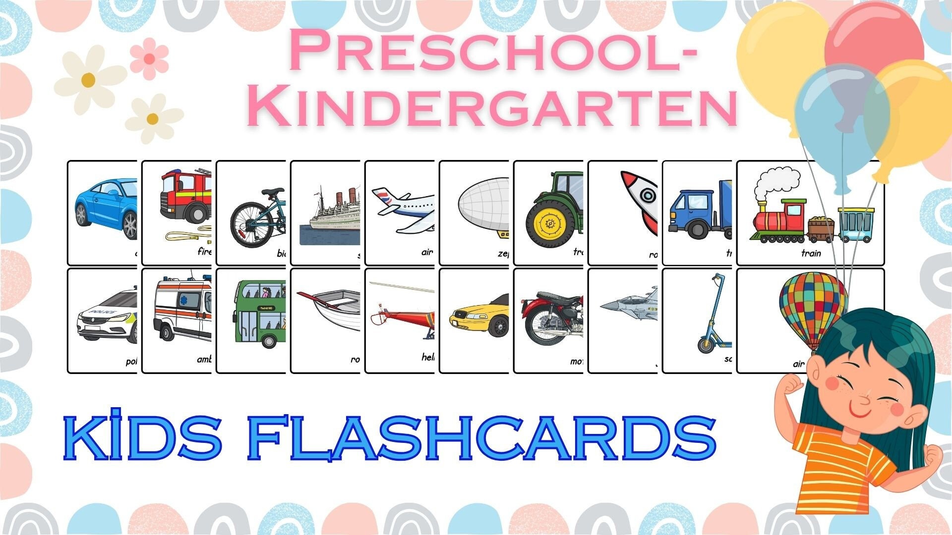 Printable Educational Flashcards for Kids, Vehicle, Fruit, Vegetable ...