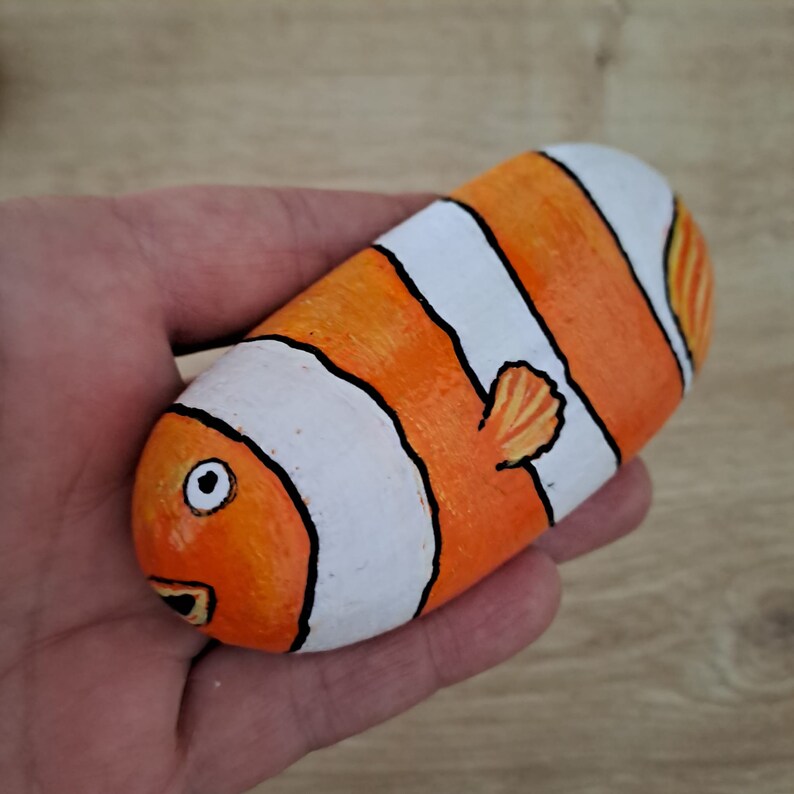 Handmade Fish Stone Painting, Home Decor, Balcony Decor, Free Shipping ...