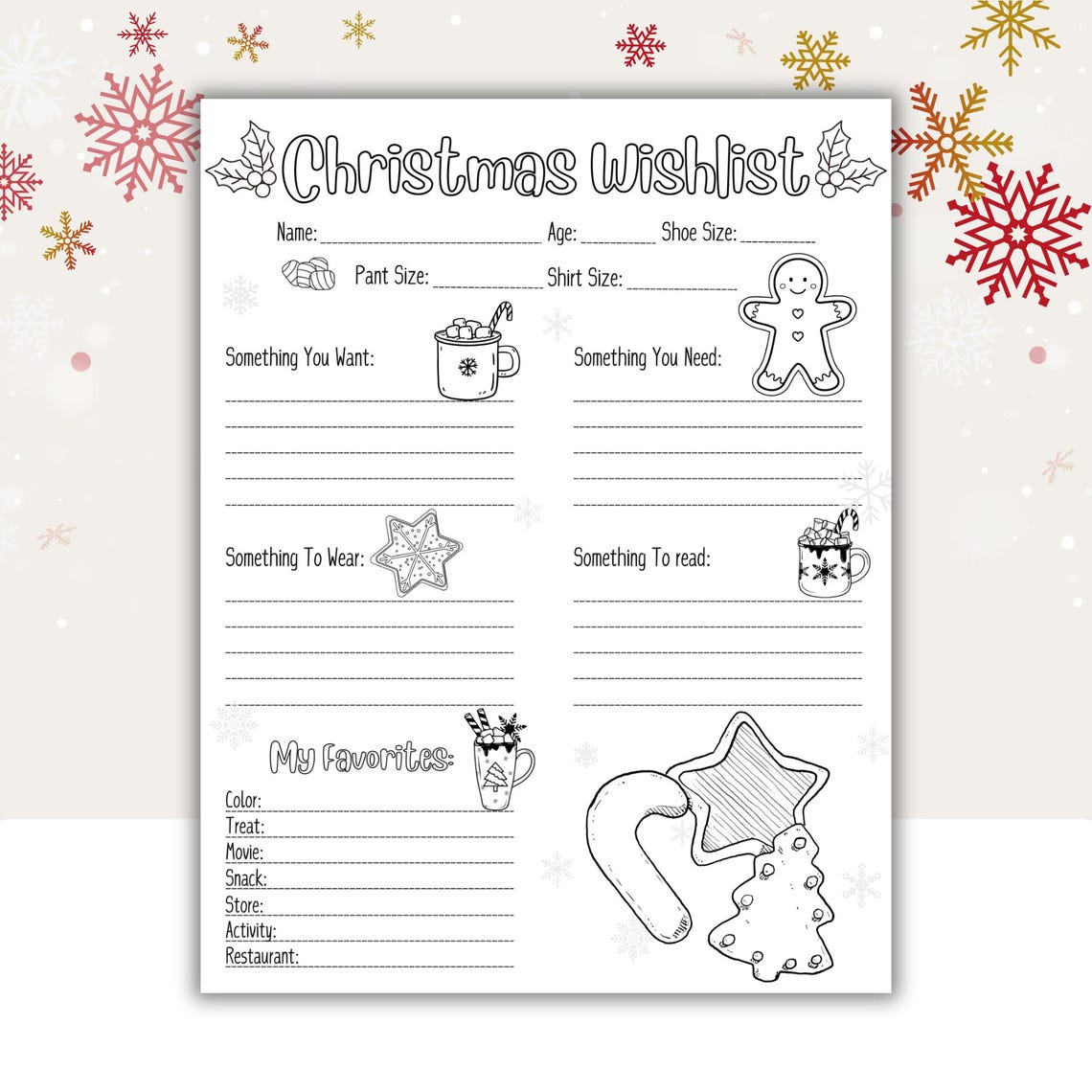 Kids Christmas Coloring Wishlist, Kids Christmas Wishlist, Printable ...