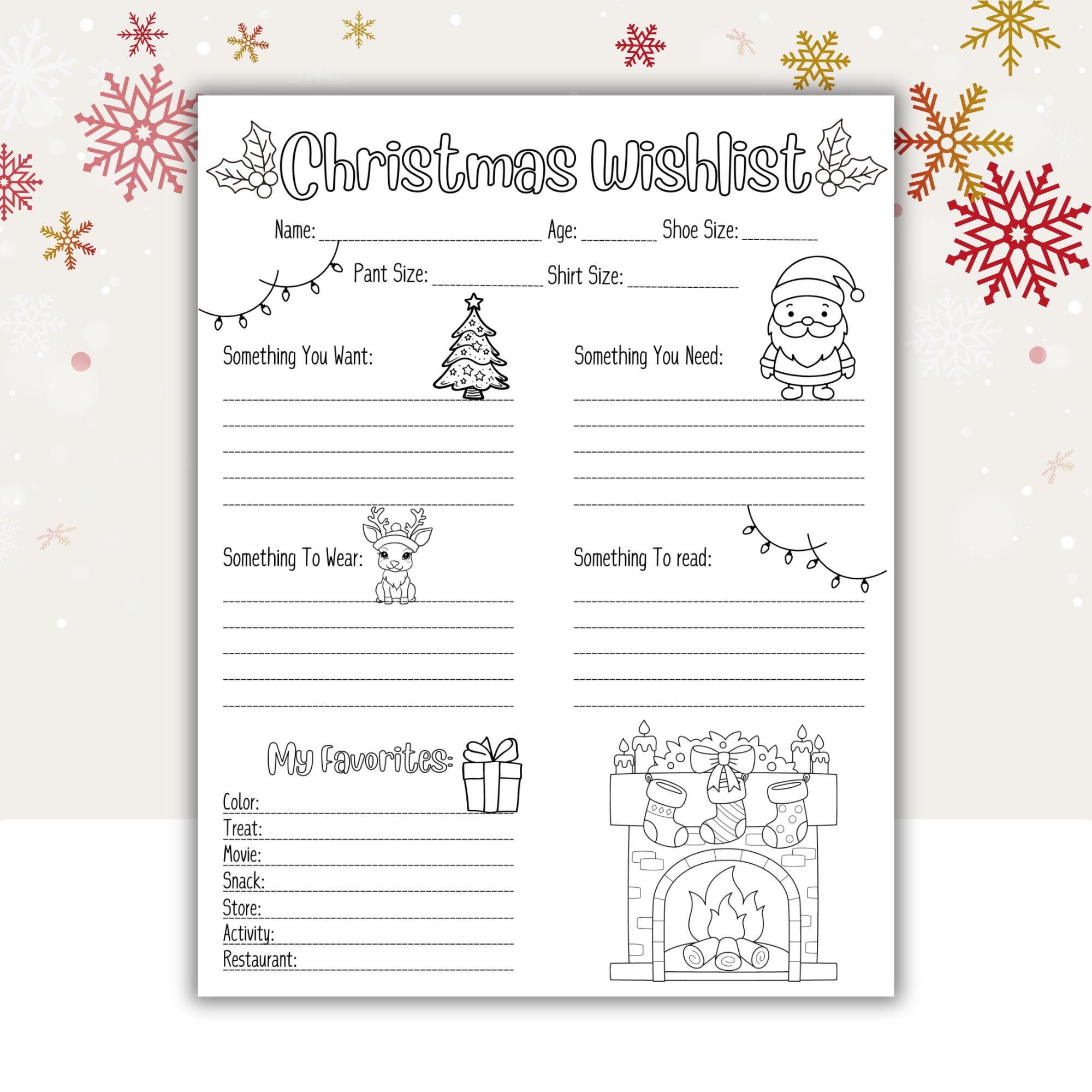 Kids Christmas Coloring Wishlist, Kids Christmas Wishlist, Printable ...
