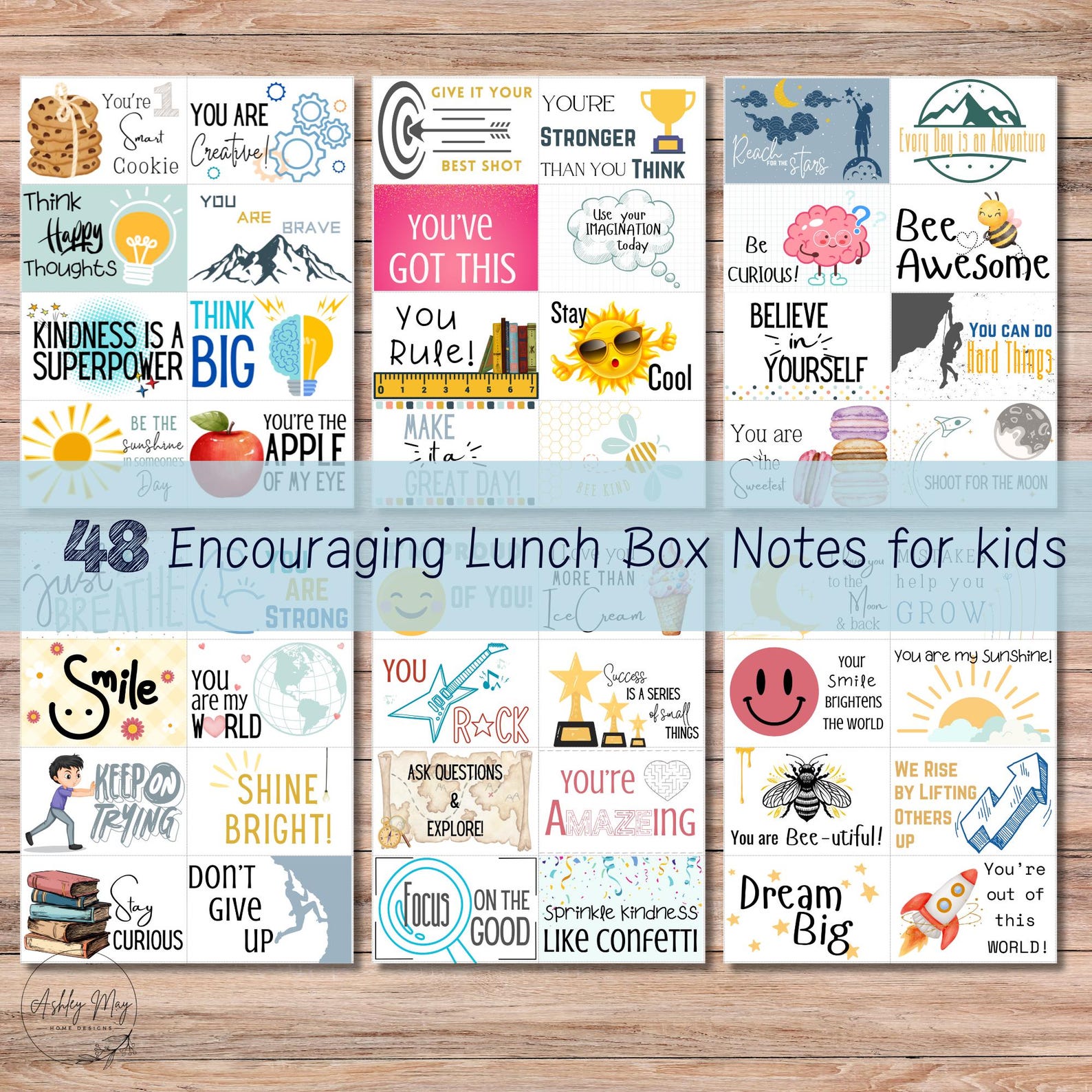 Kids Encouraging Lunch Box Notes, Printable Affirmations, Lunch Notes ...