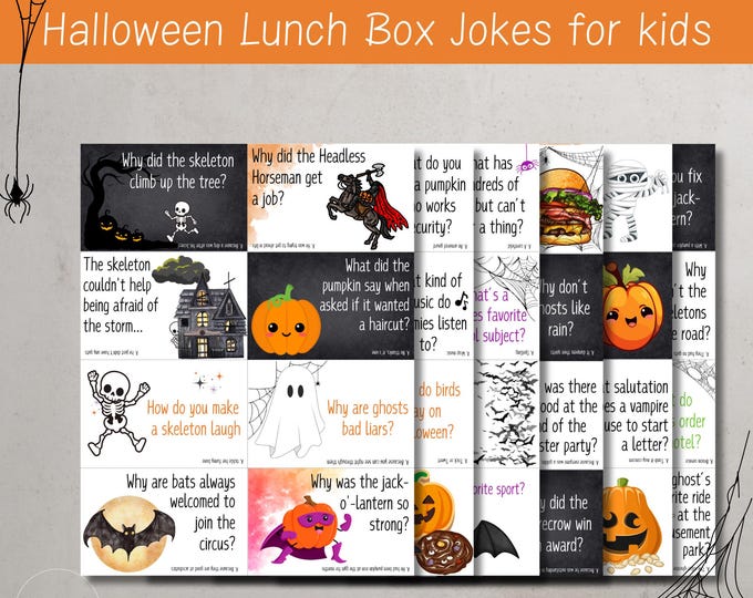 40 Halloween Joke Cards Printable, Funny Halloween Lunch Box Jokes ...