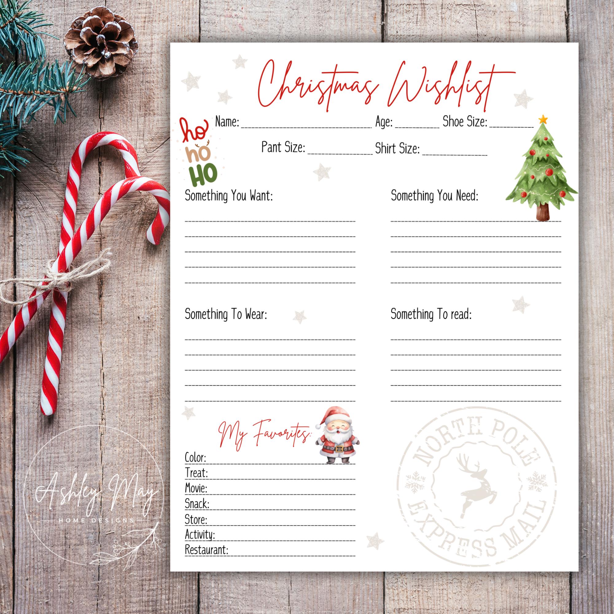 Christmas Wishlist, Kids Christmas Wishlist, Xmas Wishlist, Letter to ...