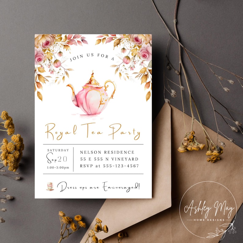 Editable Tea Party Invitation - Etsy