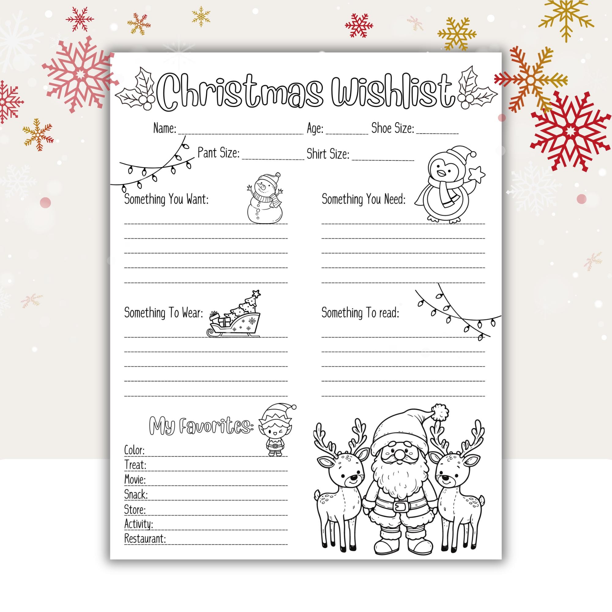 Kids Christmas Coloring Wishlist, Kids Christmas Wishlist, Printable ...